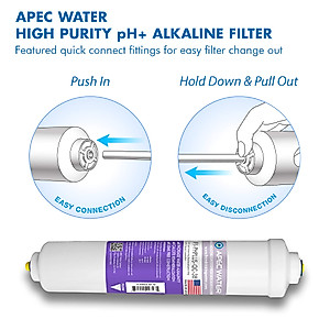 APEC Water Systems PHPLUSKIT-38 10" US MADE Alkaline High Purity pH+ Calcium Carbonate Inline Filter Kit with 3/8"D Tubing Quick Connect