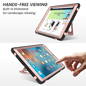 BENTOBEN for Case for iPad Air 2/iPad 9.7 2017/2018/Pro 9.7, iPad 5th/6th Generation Case, Glitter 3Layer Full Body Protective Shockproof Girls Women Kids Tablet Cover, Rose Gold