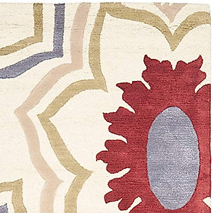 SAFAVIEH Soho Collection 6' Round Ivory/Multi SOH857B Handmade Premium Wool & Viscose Area Rug