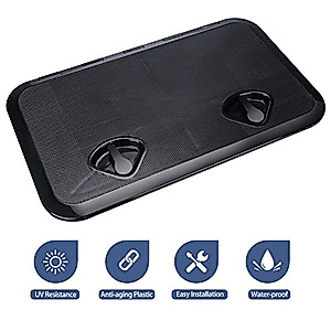 smartmarine 24"x14" Marine Boat Deck Hatch Cover,Boat Access Hatch & Lid, Black/White (Black)