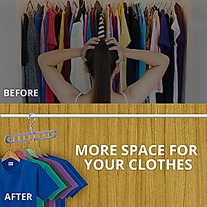 HandyAndy Space Saving Hangers for Clothes (8 Pack) Multi Storage Magic Hangers & Collapsible Hangers | Wonder Hangers for Closet Organizer - Foldable Hanger Stacker for Wardrobe, College Dorm Rooms