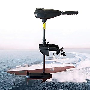YUEWO Trolling Motor 34/50/60/65LBS Thrust Transom Mounted Saltwater Kayak Electric Boat Motor with 9 Levels of Colorful Power Display and 8 Variable Speed for Inflatable Fishing Boats