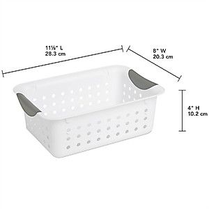 Sterilite 16228012 Small Ultra Basket, White Basket w/ Titanium Inserts, 12-Pack