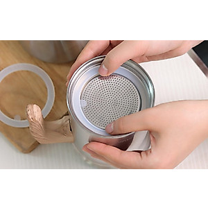 Sivaphe 6 Cups Stovetop Espresso Coffee Maker Replacement Parts Stainless Steel Moka Pot, 1 Filter and 3 Silicone Gasket Seals