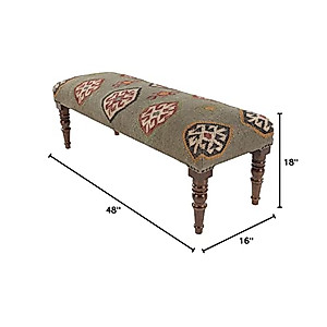 Artistic Weavers Sandoval Global Jute Upholstered Bench, 18" H x 48" W x 16" D, Dark Green
