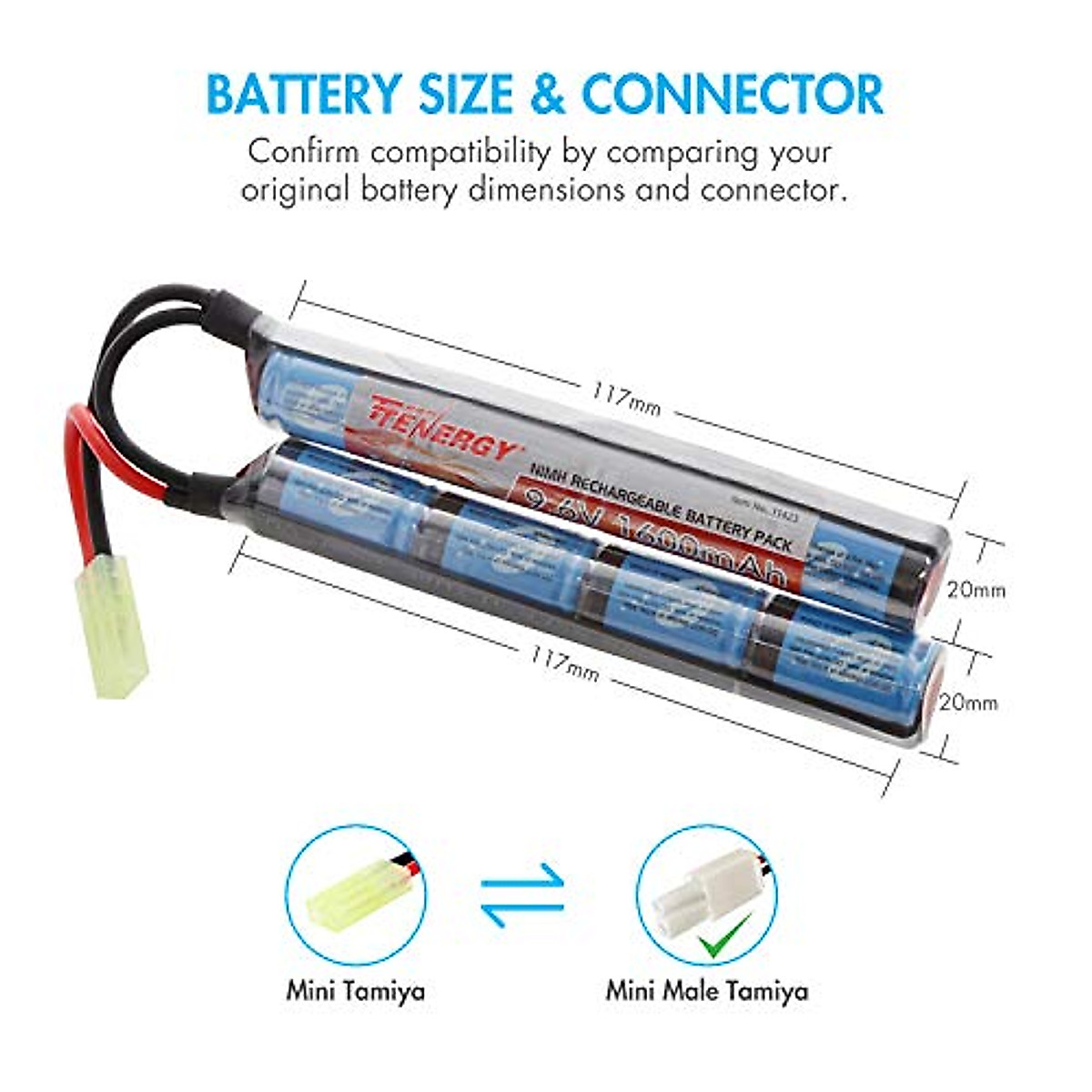 Tenergy Combo 9.6V 1600mAh Butterfly Mini NiMH Battery Pack + 8.4V-9.6V NiMH Smart Charger