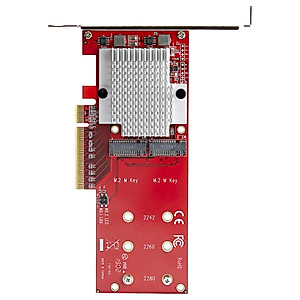 StarTech.com Dual M.2 PCIe SSD Adapter Card - x8 / x16 Dual NVMe or AHCI M.2 SSD to PCI Express 3.0 - M.2 NGFF PCIe (M-Key) Compatible - Supports 2242, 2260, 2280 - JBOD - Mac & PC , TAA (PEX8M2E2)