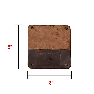 Hide & Drink, Double Snap Folio Wallet, Rectangular Flat Bill Holder with Card Slot, Night Bag, Travel Accessory, Full Grain Leather, Handmade, Bourbon Brown