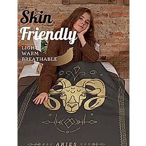 InnoBeta Aries Gifts Zodiac Astrology Sign Bed Flannel Blanket Throws, Birthday for Women Men, Constellation Gifts for Friends, Girlfriend, Wife (50"x 65")