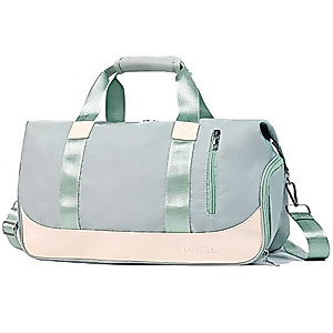 Sports Gym Bag for Women, Travel Duffel Bag with Wet Pocket & Shoes Compartment Weekender Bag, Green