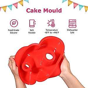 Yhywcy Number Cake Pan 10 Inch Large Silicone Number Cake Pans Baking Number Cake Molds for Birthday Wedding Anniversary Graduation(Number 5)
