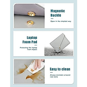 Leather Laptop Bag for Women 15.6 inch, MATEIN Messenger Bags Professional Office Work Briefcase Waterproof Business Computer Case, Stylish College Satchel Lady Crossbody Shoulder Bag for Travel, Grey