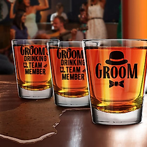 shop4ever Groom Fedora and Groom's Drinking Team Member Shot Glasses ~ Bachelor Party Favors ~ (7 Pack) (7)