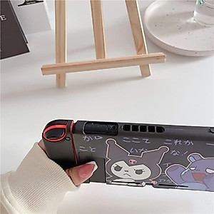 ENIFLY Cute Soft Shockproof Kuromi Dockable Cover Case Compatible with Nintendo Switch, Durable Scratch Resistant Shell for Joycon, Silicone Protective Skin Set