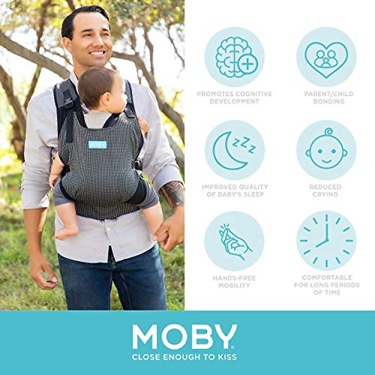 Moby Cloud Ultra-Light Hybrid Carrier | Baby Carrier for Mothers, Fathers and Caregivers | Baby Carrier Newborn to Toddler | Baby Holder Can Carry Infants up to 33 lbs | Lightweight | High Rise