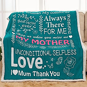Mothers Day Blanket Gifts for Mom Blanket - I Love You Mom Blanket - Warm Gifts for Mom Gifts from Daughter Son Super Soft Throw Blanket Cozy Blanket 50" x 60" （Teal）
