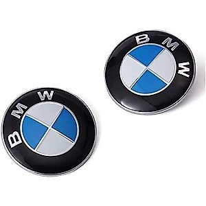 Tuborun 2Pcs Replacement for BMW Hood and Trunk Emblems 82mm + 74mm Badge for X3 X5 X6 3 4 5 6 7 8 Series 325i 328i E46 E30 E36 E34 E38 E39 E60 E65 E90 All Models