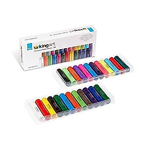 KINGART Tempera Paint Sticks, 24 Vibrant Colors Solid Tempera Paint for Kids, Super Quick Drying, Works Great on Paper Wood Glass Ceramic Canvas