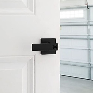 Kwikset Breton Keyed Entry Door Lever featuring SmartKey Security and Microban in Matte Black