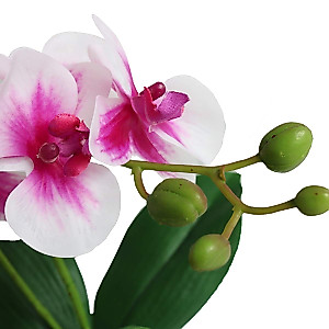 Jasming Artificial Phaleanopsis Flowers Fake Orchids Leaves Branches for Home Bonsai Garden Decoration (Pink)