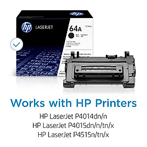 Original HP 64A Black Toner Cartridge | Works with HP LaserJet P4014, P4015, P4515 Series | CC364A