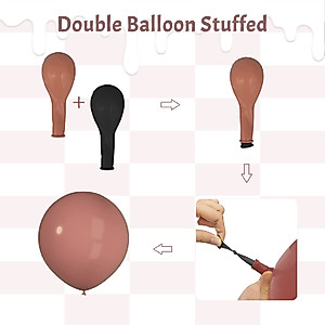 Double Stuffed Balloon Garland of Black & Dusty Pink Balloons - Dark Pink Balloons Different Sizes 5/12/18 Inch Matte Blush Pink Latex Balloon for Wedding Bridal Shower Birthday Party Decorations