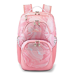 High Sierra Swoop SG Kids Adult School Backpack Book Bag Travel Laptop Bag with Drop Protection Pocket, and Tablet Sleeve, Bubblegum Pink Marble