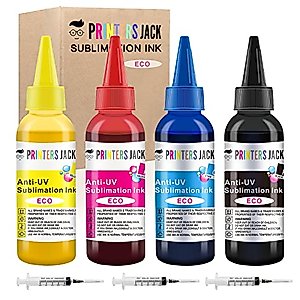 Printers Jack Sublimation Ink Refill Eco for Epson EcoTank Supertank Printers ET-2720 ET-2760 ET-2750 ET-15000 ET-4700 ET-3760 WF-7710 WF-7720 400ml/Anti-UV/Eco Series/Offer Free ICC