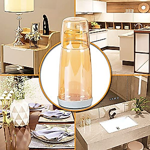 LYSTAR Bedside Water Carafe and Glass Set, Night Glass Water Pitcher Set with Silicone Coaster for Bedroom and Guest Room, Glass Mouthwash Decanter for Bathroom (26oz/750ml)