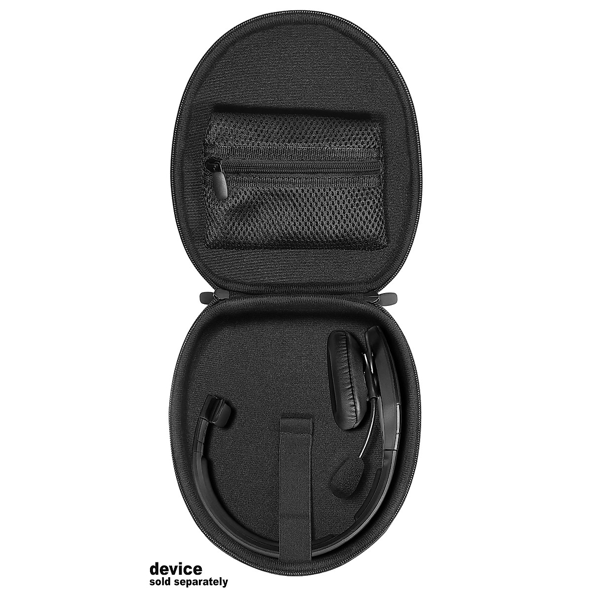WGear Headset Case for VXI BlueParrott B550-XT, B450-XT, B450-XT -204010-C, B350-XT, B250-XTS, C400-XT, Mesh Pocket Cable, Amplifier and Other Accessories, Detachable Wrist Strap (Gray), compact Size