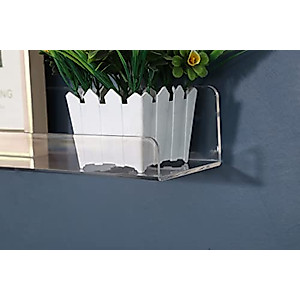 KLGO 4 Pack Clear Acrylic Floating Wall Ledge Shelf for,15" Invisible Wall Mounted Nursery Kids Floating Bookshelf for Kids Room,Modern Funko Pop Display Shelves Toy Storage Wall Shelf