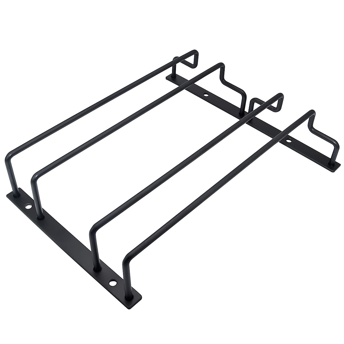 zoohot 9.64-Inch Under Cabinet Wine Glass Rack Stemware Holder Glasses Storage Hanger Metal Organizer for Bar Kitchen Black(2 Row)