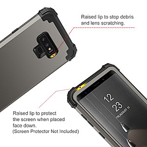 BENTOBEN Galaxy Note 9 Case, Phone Case Samsung Note 9, 3 in 1 Heavy Duty Hybrid Hard PC Soft Silicone Bumper Shockproof Anti Slip Protective Boys Men Cover for Galaxy Note 9 (2018 Release), Gunmetal