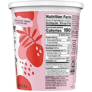 Wallaby Organic Aussie Greek Whole Milk Yogurt, Strawberry, 32 oz. USDA Organic