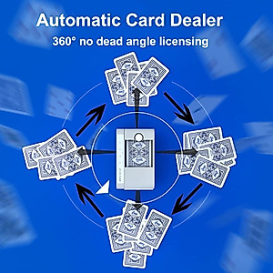 Intelligent Card Dealer Machine, 360°Rotating Fully Automatic Card Dealer Robot Poker Machine, Maximum Deal 2 Decks, Playing Card Shuffler for 2-8 People Game, No Shuffle Function