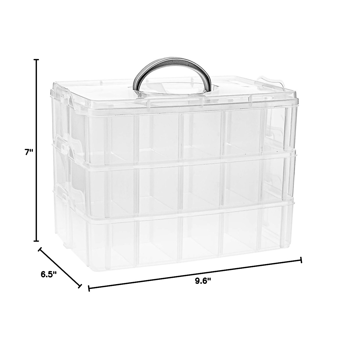 Foraineam 3-Tier Stackable Storage Box Organizer with 30 Adjustable Compartments, Plastic Craft Organizer Case Tool Storage Container Bins for Jewelry Beads Arts and Crafts Beauty Supplies