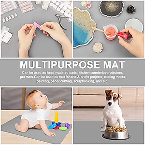 Silicone Mats for Kitchen Counter, Heat Resistant Mats for Countertop Protector, Waterproof, Washable, Non Slip, Multipurpose, Microwave, Cooking XL Large Silicone Mat, 23 x 15in, 1mm, Set of 2, Grey