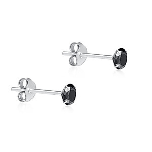 SILBERTALE 925 Sterling Silver Black Cubic Zirconia 3mm-8mm CZ Stud Earrings Men Women