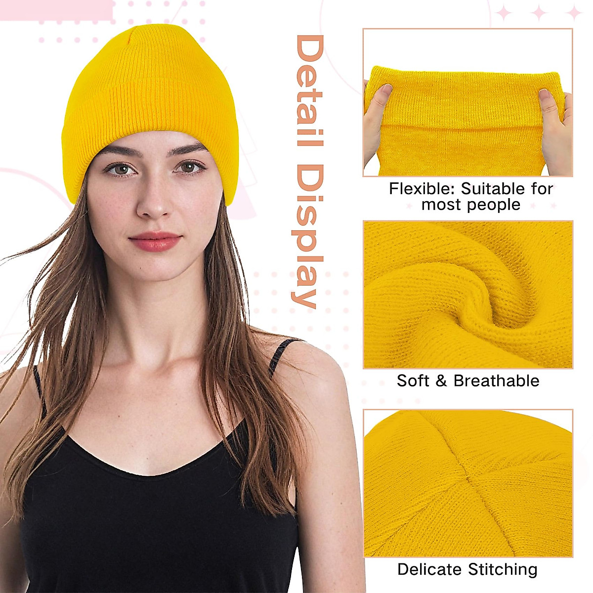 American Trends Winter Hats for Men Women Cuffed Beanies Hat Soft Plain Knit Hats Skull Caps
