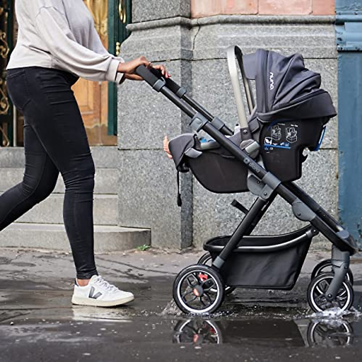 Diono Excurze Baby, Infant, Toddler Stroller, Perfect City Travel System Stroller and Car Seat Compatible, Adaptors Included Compact Fold, Narrow Ride, XL Storage Basket, Black Midnight