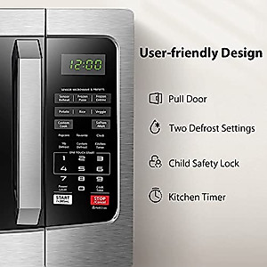 TOSHIBA EM131A5C-SS Countertop Microwave Oven, 1.2 Cu Ft with 12.4" Turntable, Smart Humidity Sensor with 12 Auto Menus, Mute Function & ECO Mode, Easy Clean Interior, Stainless Steel & 1100W