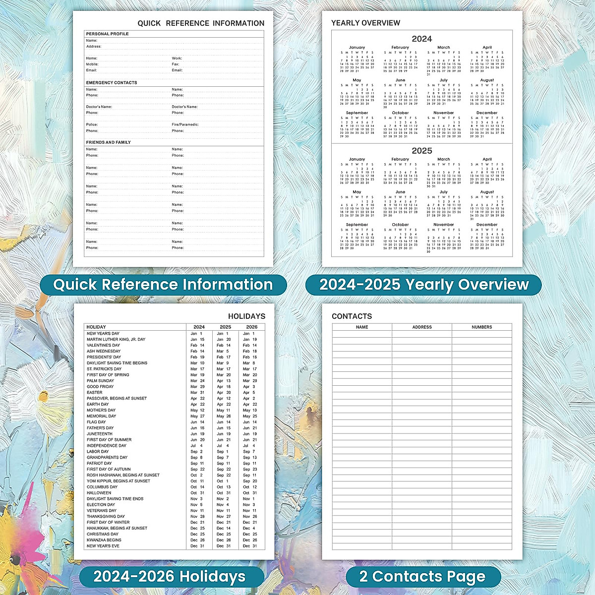 2024 Planner - 2024 Weekly and Monthly Planner, Jan. 2024 - Dec. 2024, 8”× 10”, 2024 Calendar Planner with Inner Pocket, Elastic Closure, Pen Holder, Book Marks - Bluish violet