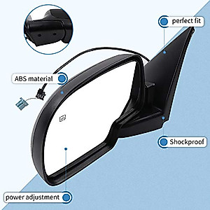 For Chevy For GMC Automotive Mirrors by ECCPP Towing Mirrros Replacement fit for 2003-2006 Silverado Sierra with Power adjusted for Main Mirror-Foldable-Left Side