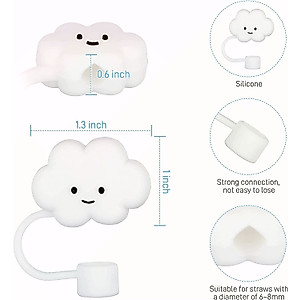 6 Pack Straw Covers Cap, Cute Silicone Cloud Straw Covers, Straw Protectors, Soft Silicone Cloud Shape Straw Lid for 6-8 mm Straws (Cloud Shape)