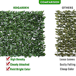 kdgarden 99"x39" Artificial Hedge Panels Faux Ivy Fence Leaf and Vine Privacy Screen UV-Protected Decorative Trellis Wall Screen for Outdoor Garden and Yard Decoration, Dark Green