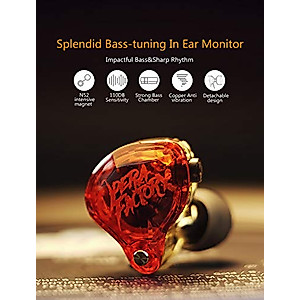 Better Whizzer OM1 in Ear Headphones, Noise-Isolating in Ear Monitors,Hi-Fidelity Stage Earphones,Wired Headset Tri-Frequency Alignment with 2 Pin Detachable Cable Natural Sound Earbuds