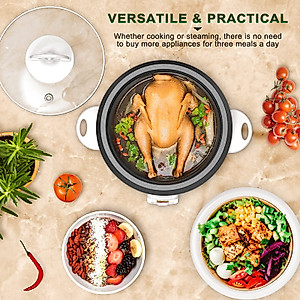 Mishcdea Rice Cooker 10 Cups Uncooked & Food Steamer (20 Cooked), Electric Rice Cooker Fast Cooking With Keep Warm, Removable Non-stick Pot, All-In-One Cooker for Grains, Soups, Oatmeal or Veggies - Black