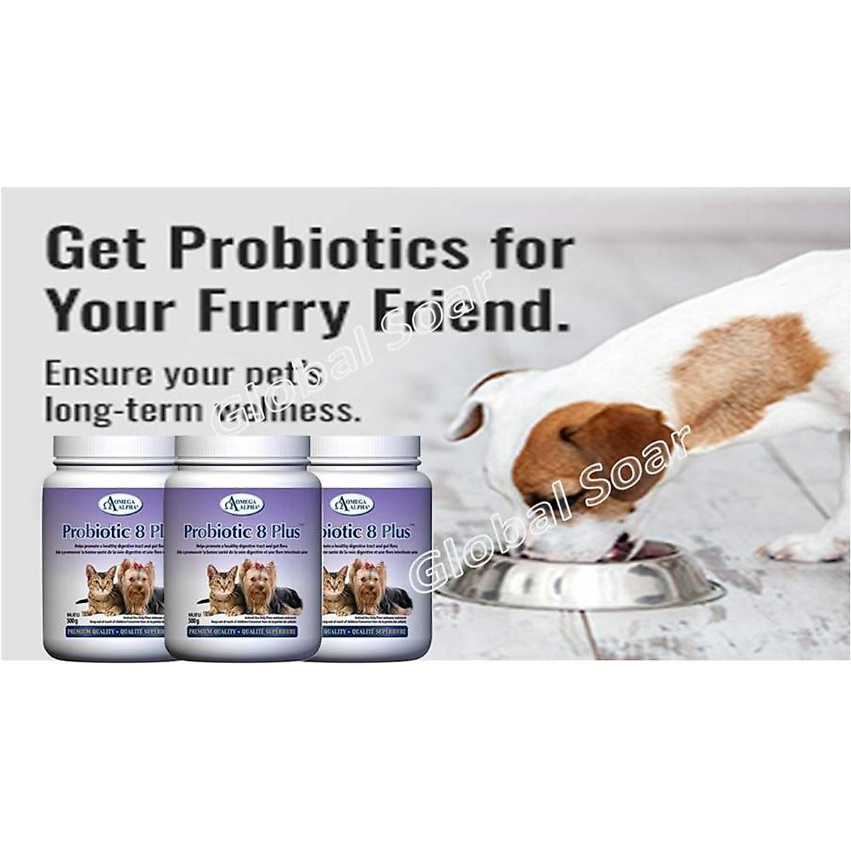 Omega Alpha Pet Probiotic 8 Plus - Probiotics, Enzymes, and Fibre for Better Pet Digestion.-500g