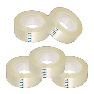 KIDMEN Transparent Tape,Clear Tape for Office, Home, School，5 Dispensered Rolls, 0.7 x 1300 Inch