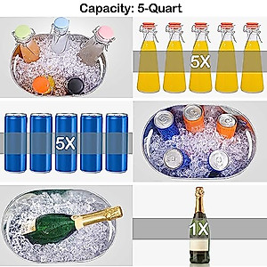 BARsics 5-Quart Galvanized Metal Tin Tub for Beverages, Beer Bottles, Planters and Décor - Lightweight and Durable - 12x8x6.5 inches (Pack of 2)